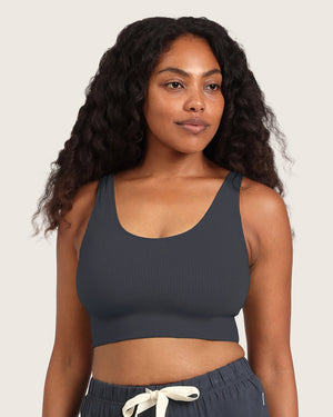 Ribbed Seamfree Crop Bamboo Bra in Storm – Boody US