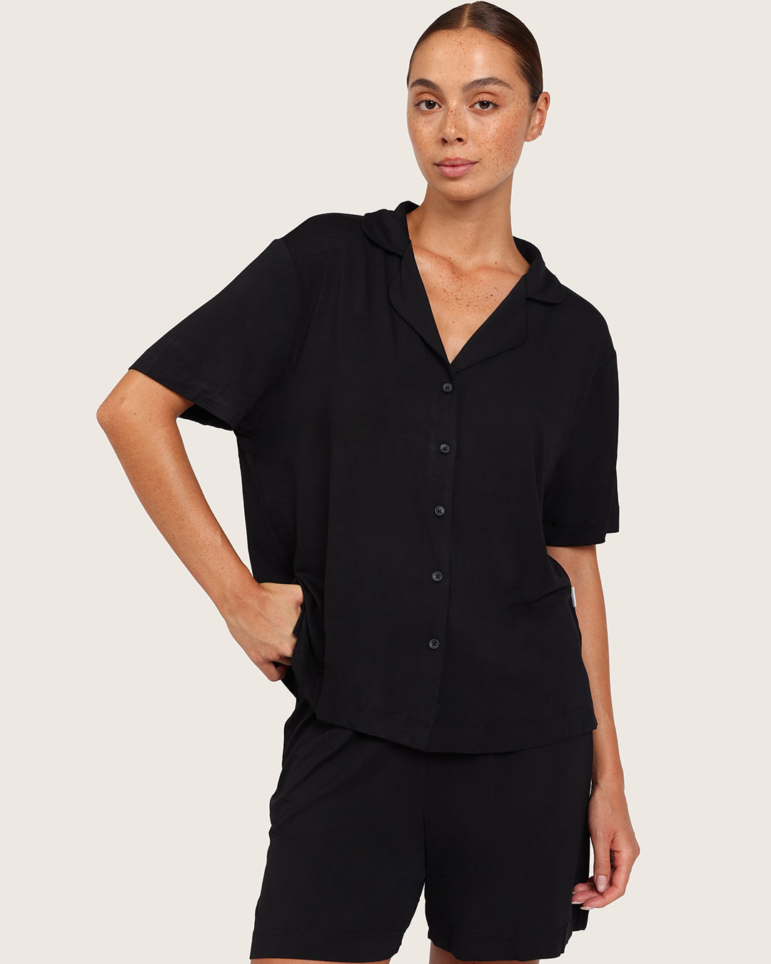 Women's Bamboo Short Sleeve Sleep Shirt in Black – Boody US